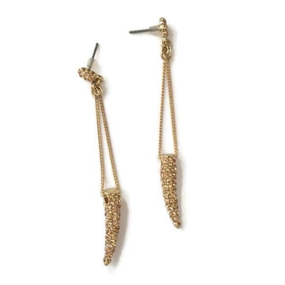 originelle | Jewelry | Handmadebbwt Gold Pave Horn Trapeze Stud Ears ...